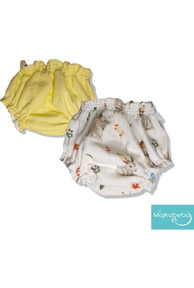 Sarı Doğadaki Tavşan Sıvı Geçirmez Külot 2'li Alıştırma Külodu, Mayo, Şort