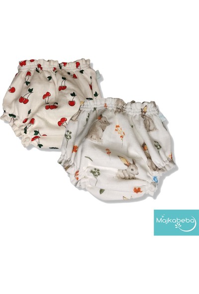 Salkım Kiraz Doğadaki Tavşan Sıvı Geçirmez Külot 2'li Alıştırma Külodu, Mayo, Şort