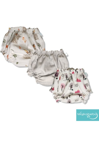 Doğadaki Tavşan Gri Mantarlı Orman Sıvı Geçirmez Külot 3'lü Alıştırma Külodu, Mayo, Şort