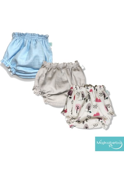 Mavi Gri Mantarlı Orman Sıvı Geçirmez Külot 3'lü Alıştırma Külodu, Mayo, Şort