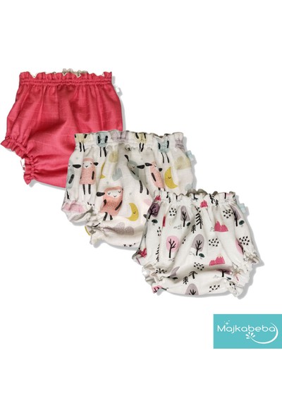 Nar Çiçeği Kuzuların Sessizliği Mantarlı Orman Sıvı Geçirmez Külot 3'lü Alıştırma Külodu, Mayo, Şort