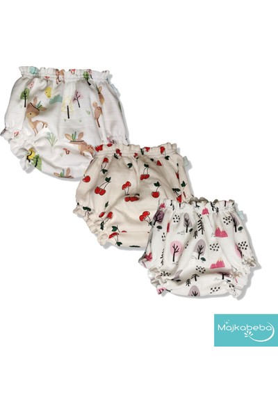 Tatlı Orman Salkım Kiraz Mantarlı Orman Sıvı Geçirmez Külot 3'lü Alıştırma Külodu, Mayo, Şort