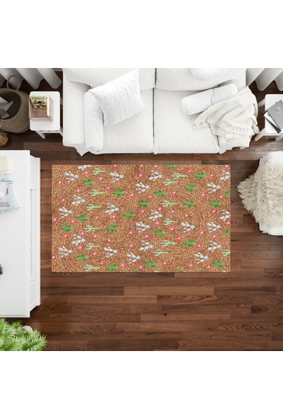 Iztesa Dekoratif Sisal Halı Kilim El Örgüsü Dikdörtgen | Yıkanabilir Kumaş | Antialerjenik Kumaş | AMZ586-80X150