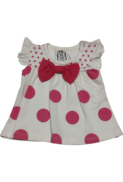 Papido Fuşya Kurdeleli Kız Bebek Tek Üst Ekru