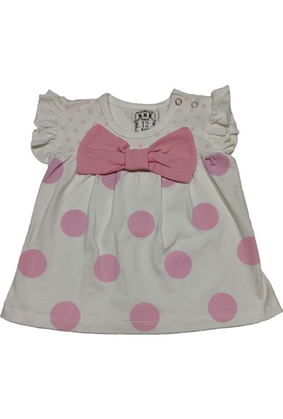 Papido Pembe Kurdeleli Kız Bebek Tek Üst Ekru