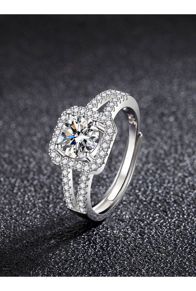 Abbsee 0,90 Karat Lab. Pırlantalı Baget 925A Gümüş Çift Zirkon Montur Yüzük Ayarlanabilir Abbsee 0,90 Karat Lab. Pırlantalı Baget 925A Gümüş Çift Zirkon Montur Yüzük Ayarlanabilir