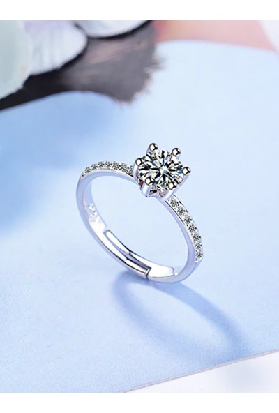 Abbsee 0,57 Karat Lab Pırlanta Taşlı Elmas Kesim Tek Taş Yüzük 925A Gümüş Ayarlanabilir Abbsee 0,57 Karat Lab Pırlanta Taşlı Elmas Kesim Tek Taş Yüzük 925A Gümüş Ayarlanabilir