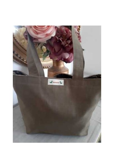 Rengarenk Duck Kumaş Haki Tote Bag - Astarlı Kadın El ve Omuz Çantası Rengarenk Duck Kumaş Haki Tote Bag - Astarlı Kadın El ve Omuz Çantası