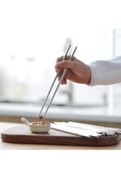 Anadolu Saray Çarşısı Pratik 1 Çift Metal Paslanmaz Çelik Kore Çin Chopsticks Yemek Çubuğu | Metal Çelik Chopstick