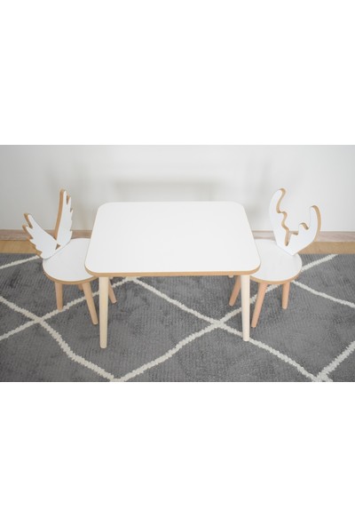 Poi Concept -Yaz Sil Özellikli Aktivite Masa ve Melek, Geyik Figürlü Sandalye Takımı