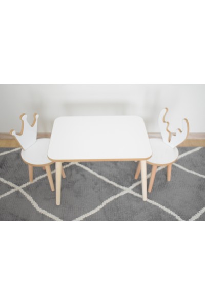 Poi Concept -Yaz Sil Özellikli Aktivite Masa ve Geyik, Tac Figürlü Sandalye Takımı