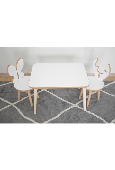 Poi Concept -Yaz Sil Özellikli Aktivite Masa ve Geyik, Kelebek Figürlü Sandalye Takımı