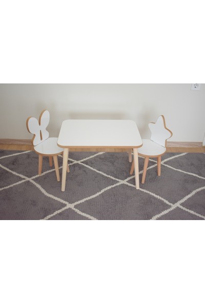 Poi Concept -Yaz Sil Özellikli Aktivite Masa ve Geyik, Kelebek Figürlü Sandalye Takımı