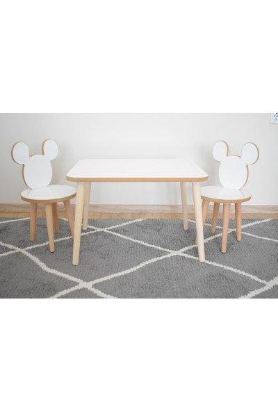 Poi Concept -Yaz Sil Özellikli Aktivite Masa ve 2 Adet Mickey(Miki) Figürlü Sandalye Takımı