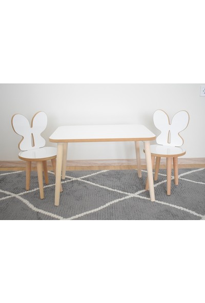Poi Concept - Eğitici, Yaz Sil Özellikli Aktivite Masa ve 2 Adet Kelebek Figürlü Sandalye Takımı