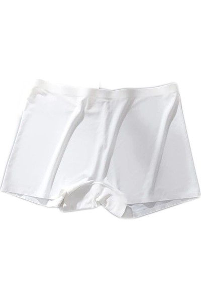 İsunstore Kadın Dikişsiz Görünmez Iz Yapmaz Mini Şort Boxer Beyaz