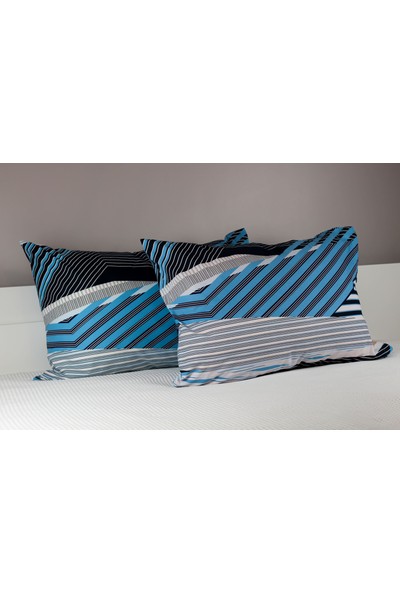 Yastık Kılıfım Wave Desen Pamuklu Gizli Fermuarlı 2 Adet Yastık Kılıfı