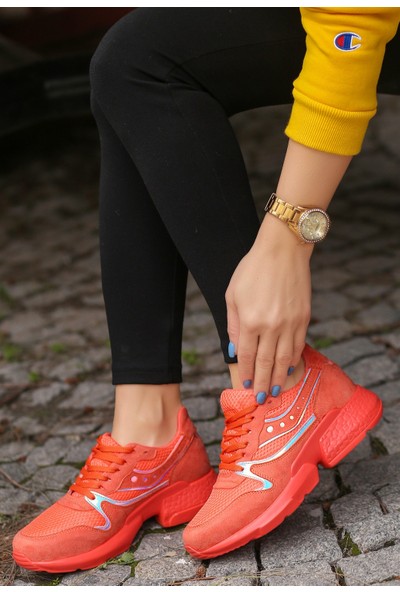 Mali Turuncu Süet Bağcıklı Spor Ayakkabı