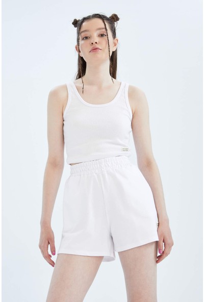 DeFacto Minimal Slogan Baskılı Organik Pamuklu Askılı Crop Atlet U8376AZ22SM