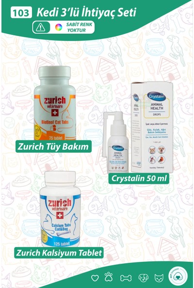 Ast Gross Pet Kedi 3'lü Ihtiyaç Seti 103 - Crystalin Kedi Köpek Ağız ve Göz Solüsyonu Zürich Kalsiyum Biotin Ast Gross Pet Kedi 3'lü Ihtiyaç Seti 103 - Crystalin Kedi Köpek Ağız ve Göz Solüsyonu Zürich Kalsiyum Biotin