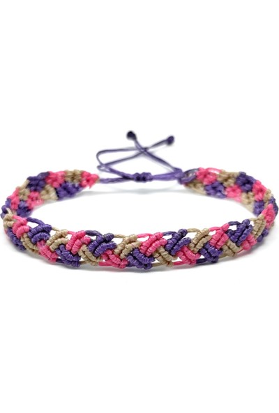 Çok Renkli Briklet Örgü Makrome Bileklik