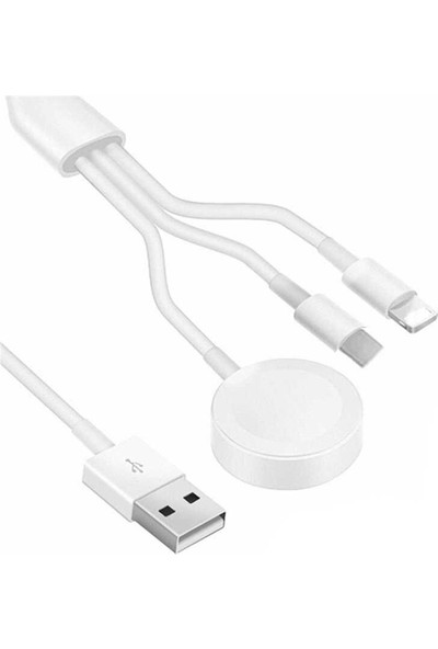Lightning-Type-C-Wireless USB Şarj Kablosu Akıllı Saat 3 In 1 Charger Cable Lightning-Type-C-Wireless USB Şarj Kablosu Akıllı Saat 3 In 1 Charger Cable