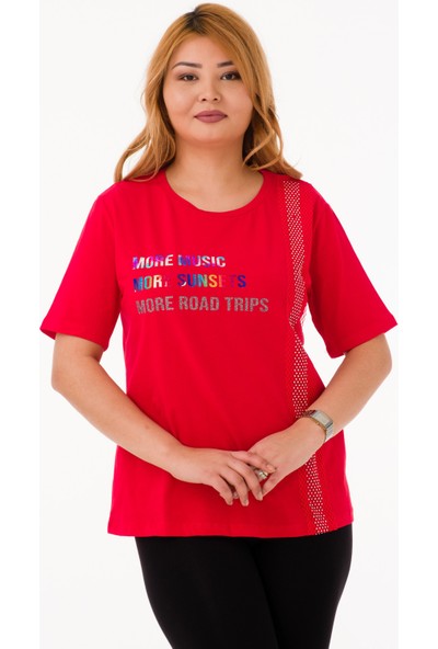 Sogo Fıle Ustu Tas Şeritli Baskılı T-Shirt Sogo Fıle Ustu Tas Şeritli Baskılı T-Shirt