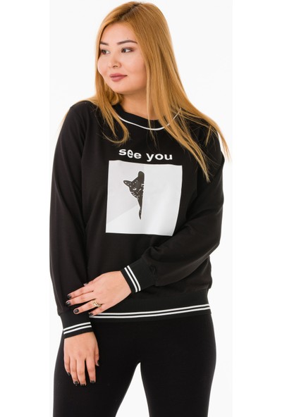 Sogo See You Yazılı Trıko Rıbanalı Sweatshirt Sogo See You Yazılı Trıko Rıbanalı Sweatshirt