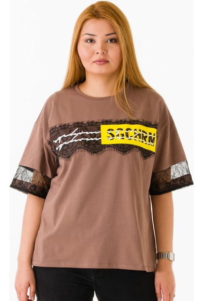 Sogo Sgchrm Baskılı Kolları Gupurlu T-Shirt (167) Sogo Sgchrm Baskılı Kolları Gupurlu T-Shirt (167)