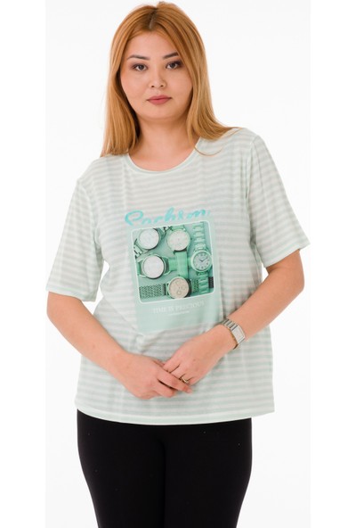 Sogo Cızgılı Saat Baskılı T-Shirt Sogo Cızgılı Saat Baskılı T-Shirt