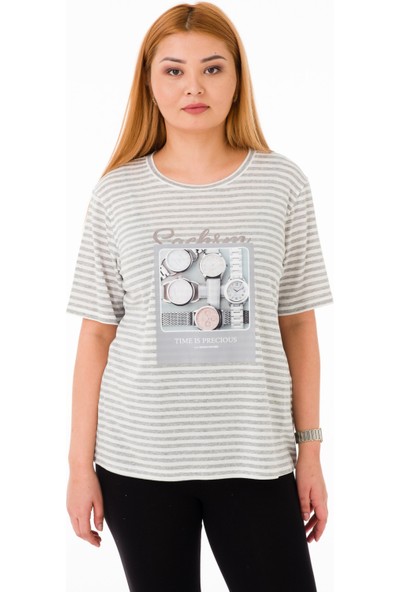 Sogo Cızgılı Saat Baskılı T-Shirt Sogo Cızgılı Saat Baskılı T-Shirt