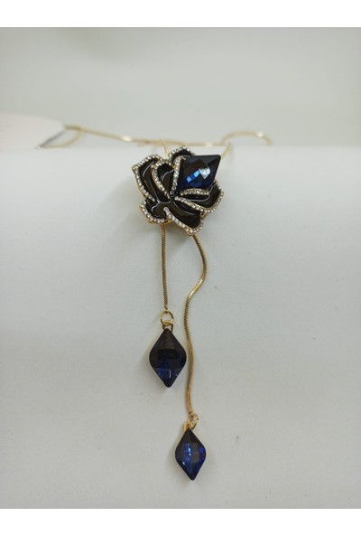 Alsade Kore Stil Zirkon Taş Çiçek Uzun Zincir Kolye