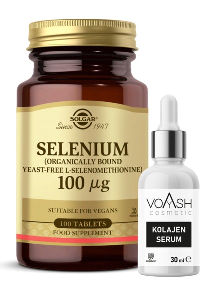 Solgar Selenium 100 Mcg 100 Tablet + Voyash Kolajen Serum 30 Ml Selenyum Solgar Selenium 100 Mcg 100 Tablet + Voyash Kolajen Serum 30 Ml Selenyum