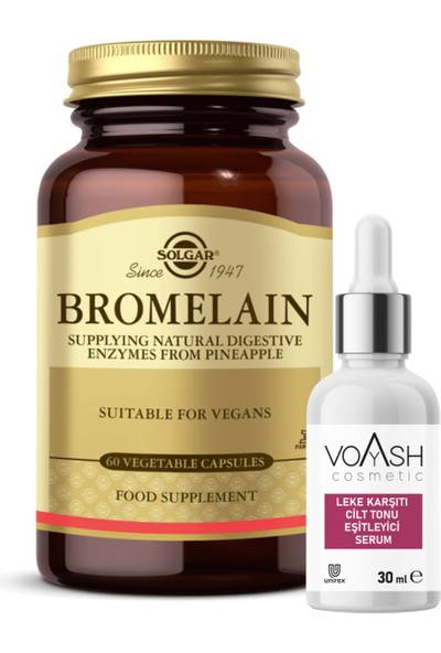 Solgar Bromelain 150 Mg 60 Tablet + Voyash Alpha Arbutin 2 Serum 30 Ml Bromelin Solgar Bromelain 150 Mg 60 Tablet + Voyash Alpha Arbutin 2 Serum 30 Ml Bromelin