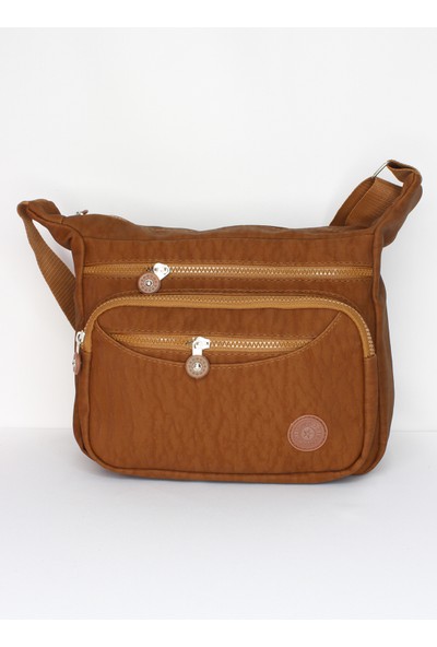 Buysef Taba Kadın Krinkıl Kumaş Çok Bölmeli Omuz Çantası