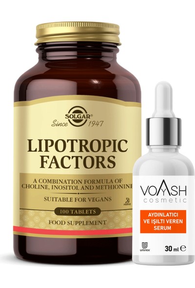 Lipotropic Factors 100 Tablet +Voyash Vitamin C Serum 30 ml Hediyeli Lipotropik
