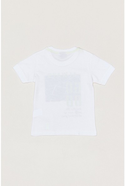 FullaModa Bisiklet Yaka Baskılı Çocuk Tişört FullaModa Bisiklet Yaka Baskılı Çocuk Tişört