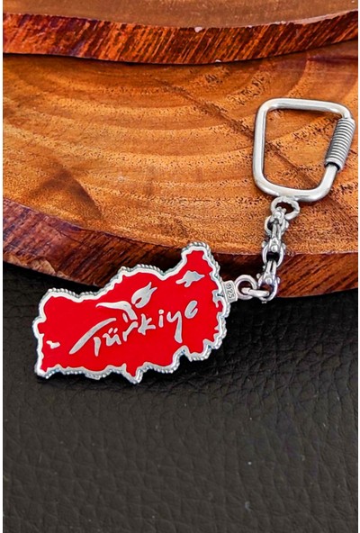 Aykat Türkiye Haritalı Ay Yıldızlı Gümüş Anahtarlık Ant-54
