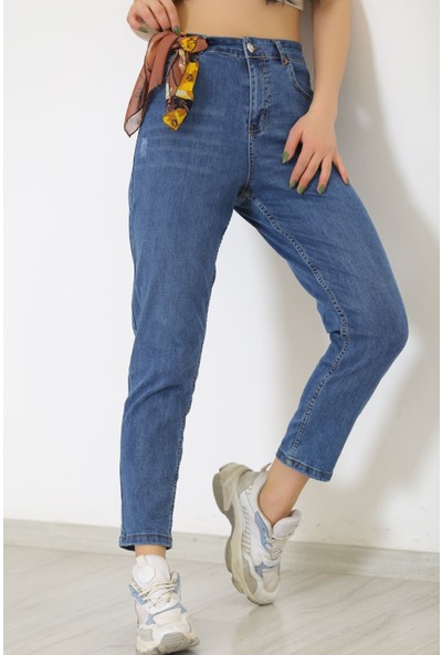 Yusra Tırnaklı Kot Pantolon Açıkmavi - 4022.1361.