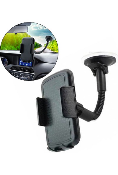 Ally Araç Içi Ön Cam + Torpido Üstü Vantuzlu Telefon Tutucu Esnek Hortumlu AL-35096