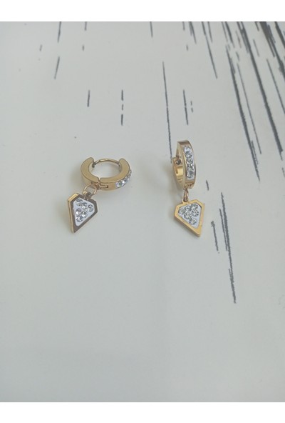 New Fashion Paslanmaz Çelik Küpe Elmas Şekilli