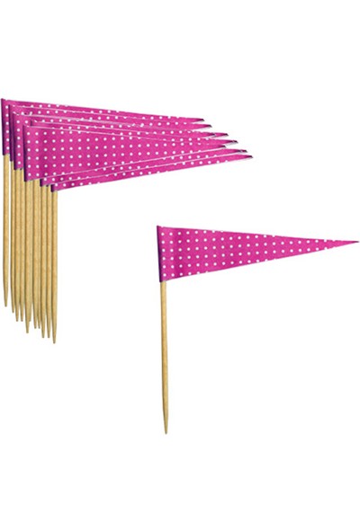 Pembe Puantiyeli Bayrak Bambu Kürdan 7cm Pembe Puantiyeli Bayrak Bambu Kürdan 7cm