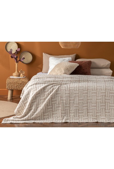 English Home Stitch Soft Pamuklu Tek Kişilik Battaniye 150 x 200 cm Taş Rengi English Home Stitch Soft Pamuklu Tek Kişilik Battaniye 150 x 200 cm Taş Rengi