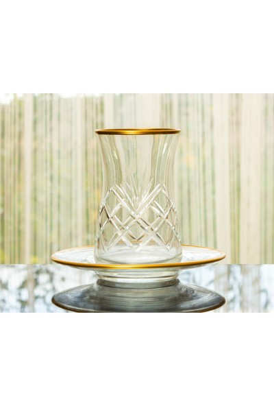 Paşabahçe Özel 6'lı Çay Bardak Takımı Mat Altın El Kesme Lady 5