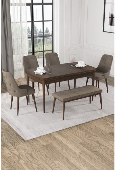 Rovena Alya Benchli 80X132 Mdf Açılabilir Barok Ahşap Desen Mutfak Masa Takımı yemek Masası Takımı 4 Sandalye Rovena Alya Benchli 80X132 Mdf Açılabilir Barok Ahşap Desen Mutfak Masa Takımı yemek Masası Takımı 4 Sandalye