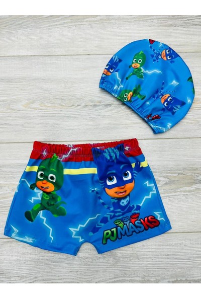 Minimio Kids Pijamaskeliler Erkek Çocuk Deniz Şortuve Bonesi