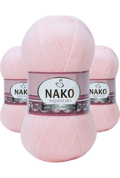 Nako 3 Adet Angora Lüks El Örgü Ipi Pembe 11502 Nako 3 Adet Angora Lüks El Örgü Ipi Pembe 11502