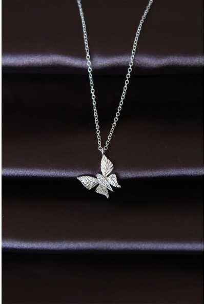 Clariss Gümüş Kaplama Zirkon Taşlı Kelebek Kolye