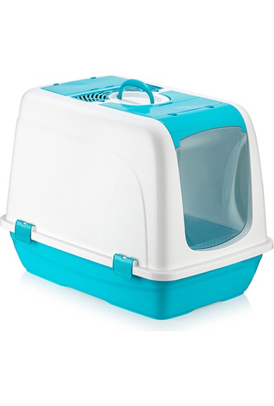 Trendio Mikopet Büyük Kapalı Kedi Tuvaleti Mavi Trendio Mikopet Büyük Kapalı Kedi Tuvaleti Mavi