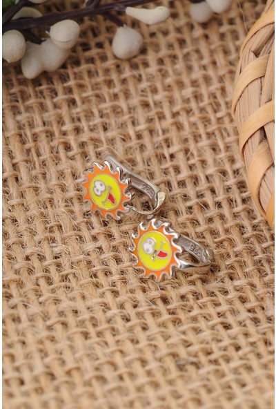 Encili Silver 925 Ayar Gümüş Güneş Model Çocuk J Küpe